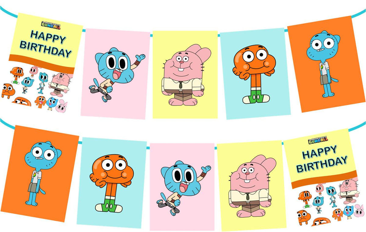 Amazing World of Gumball Birthday Banner 7ft Long, Party Supplies and ...
