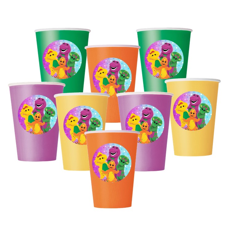 8pc Barney Party Paper Cups – Party Mania USA