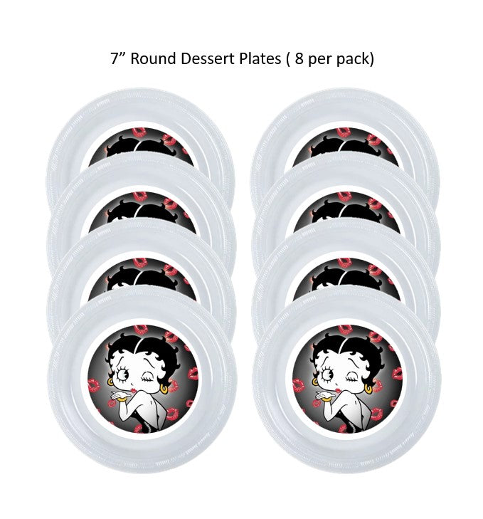 8pk Betty Boop Birthday Party Plates, Disposable Clear Plastic, Availa ...