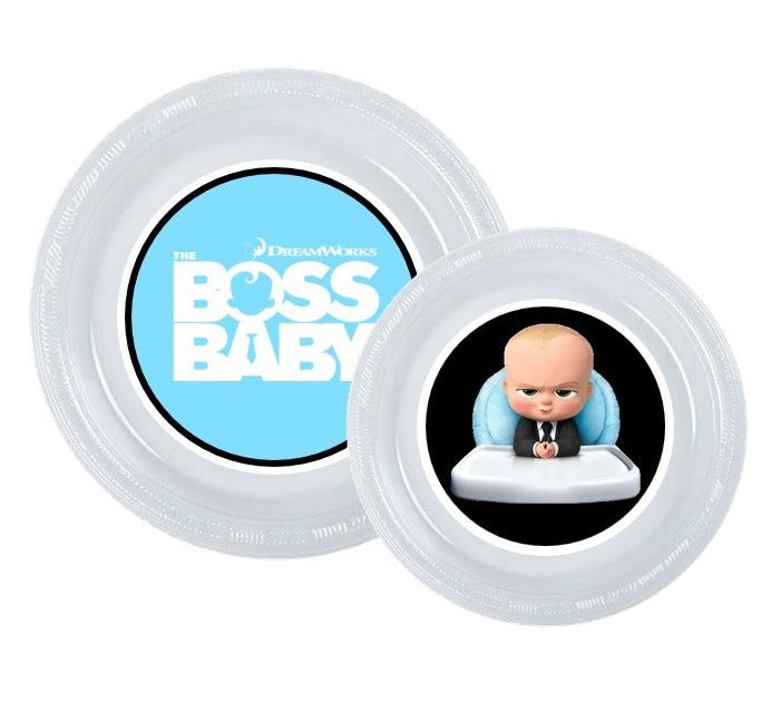 8pk Boss Baby Boy Birthday Party Plates, Disposable Clear Plastic, Ava ...