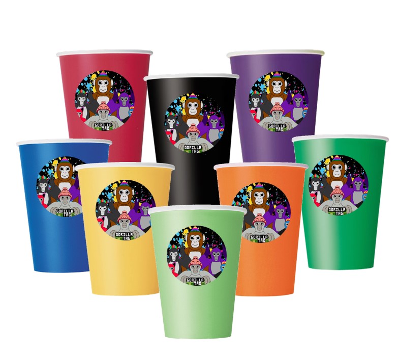 Gorilla Tag Party Cups, 8 pack, 9oz Paper Cups, Ships from USA – Party ...