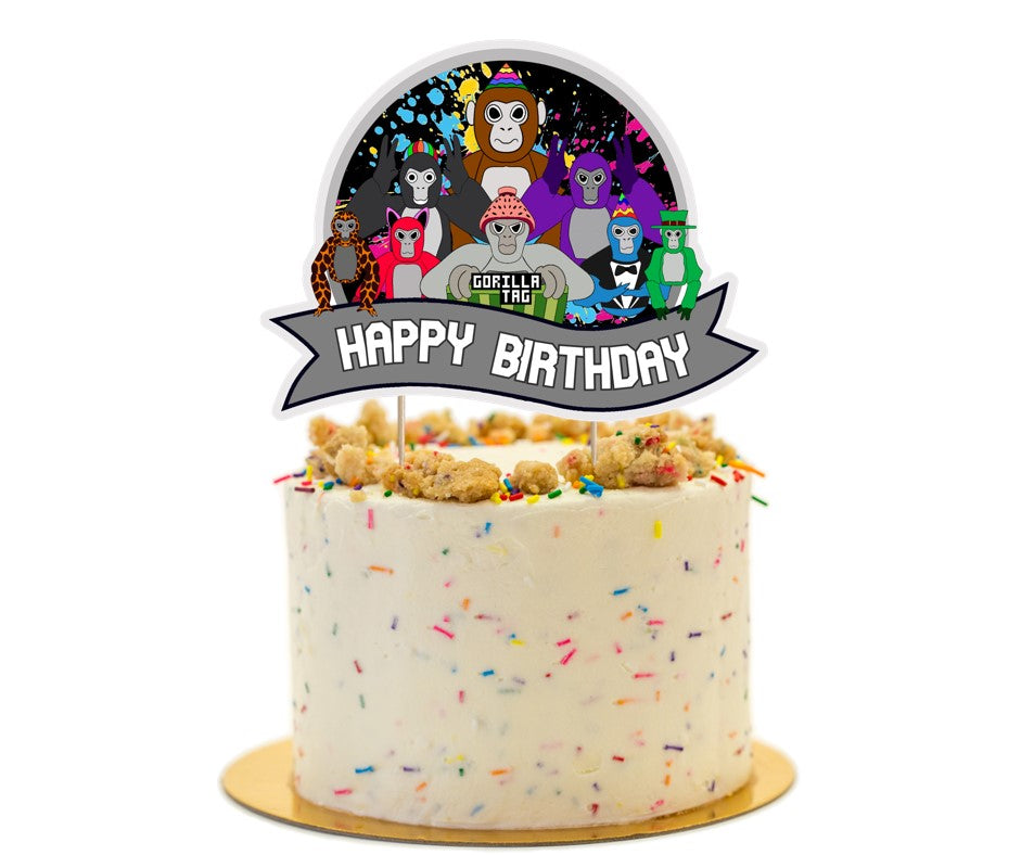 Gorilla Tag Cake Topper,6x7", Made in USA, Ships Fast – Party Mania USA