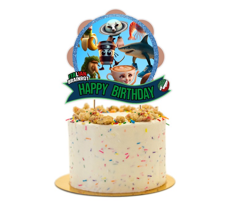 2D Italian Brainrot Cake Topper, Made in USA – Party Mania USA
