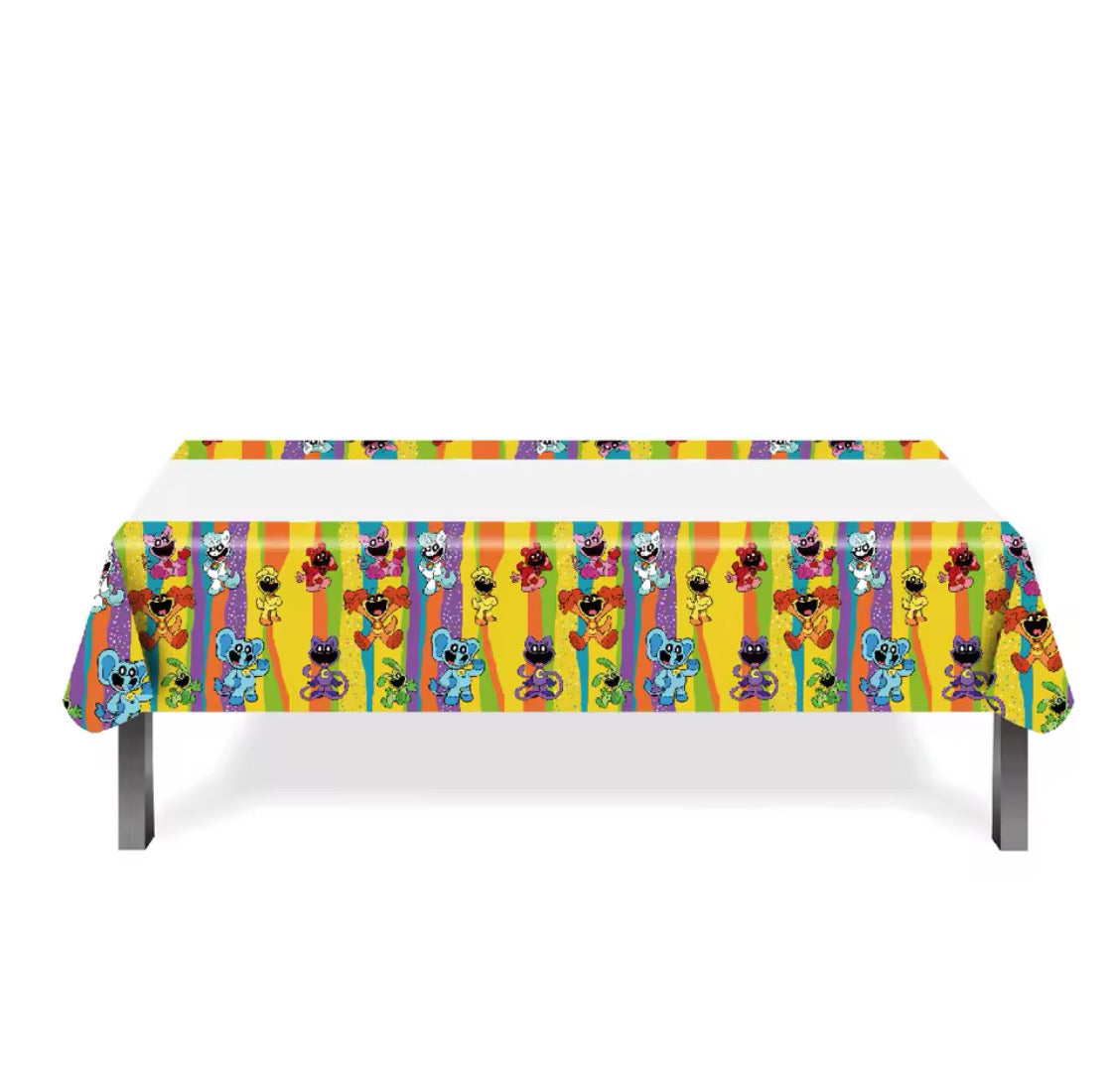 Smiling Critters Plastic Table cover, 3.5ft x 6ft Yellow – Party Mania USA