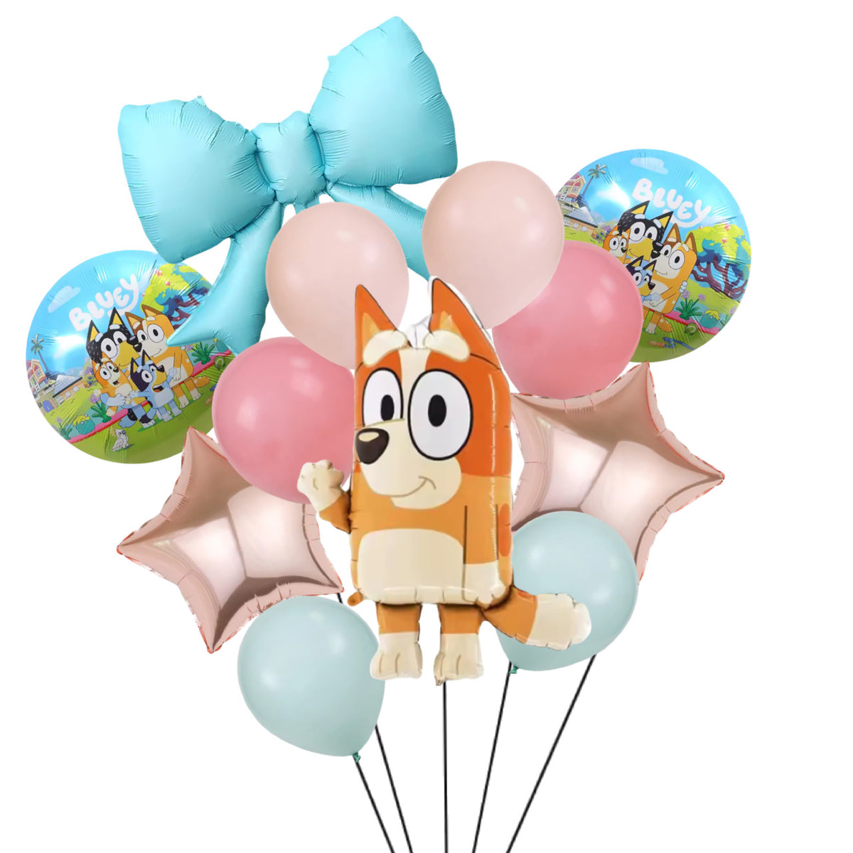 12pc Girl Bluey Bingo Balloon Bouquet Set – Party Mania USA