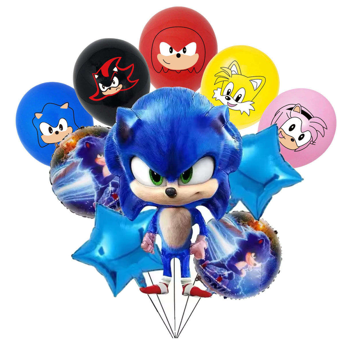 10pc Sonic Balloon Bouquet with Amy Shadow Tails Knuckles, Sonic Ballo ...