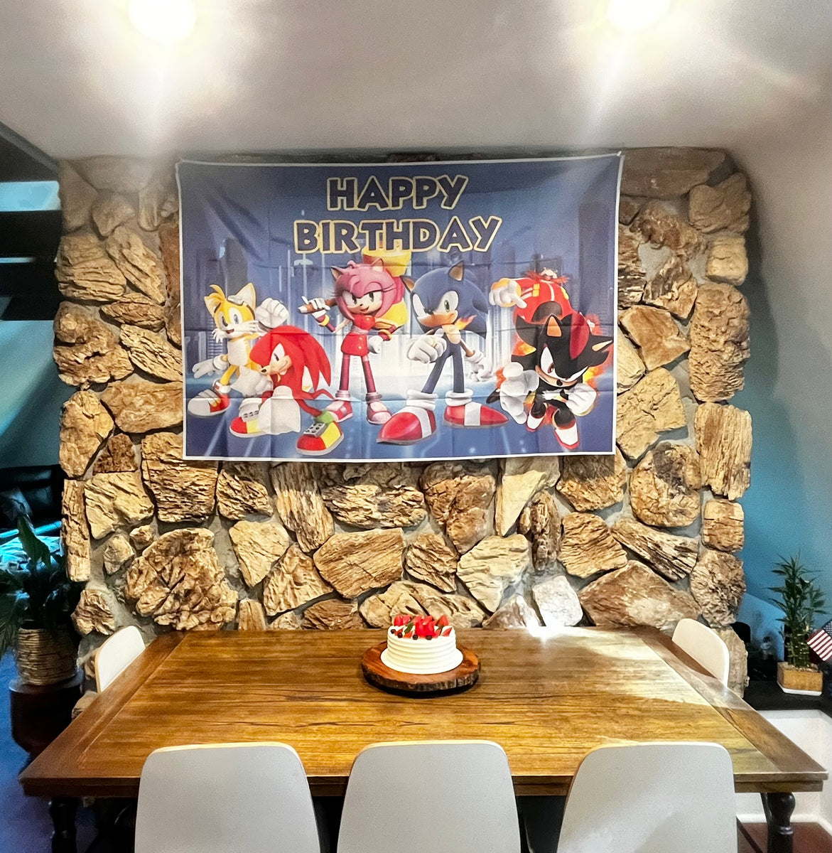 Sonic Birthday Backdrop 3.3ft x 5ft, Amy Shadow Tails Knuckles, made f ...