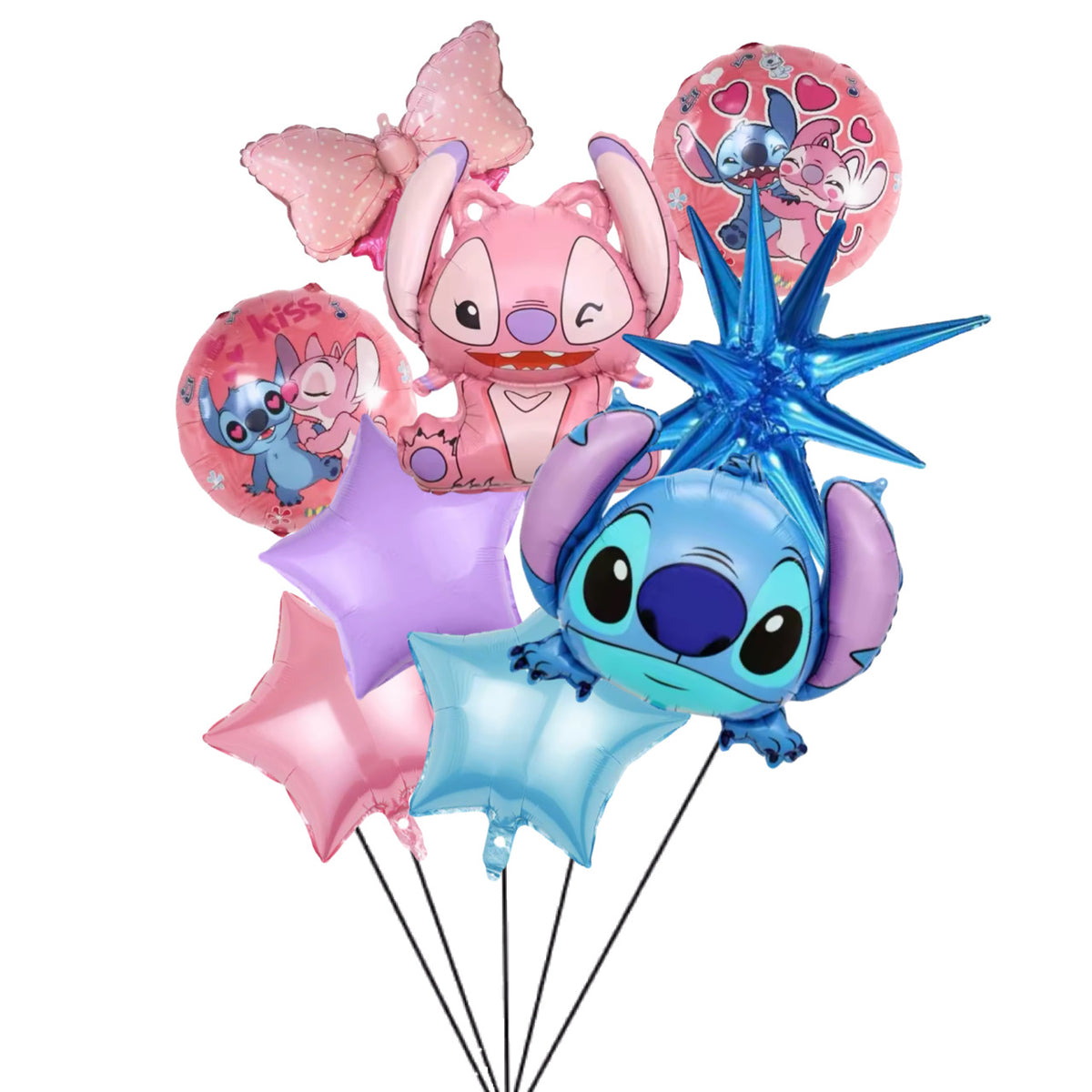 9pc Stitch and Angel Balloon Bouquet Set, Ships from USA – Party Mania USA