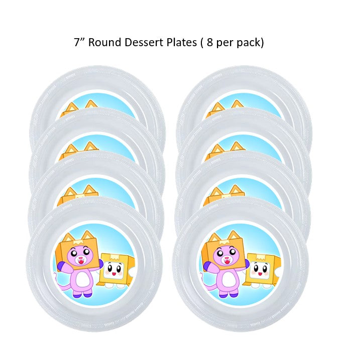 8pk Lankybox Birthday Party Plates, Disposable Clear Plastic, Availabl ...