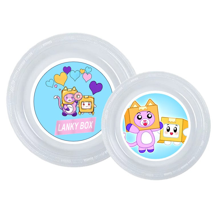 8pk Lankybox Birthday Party Plates, Disposable Clear Plastic, Availabl ...