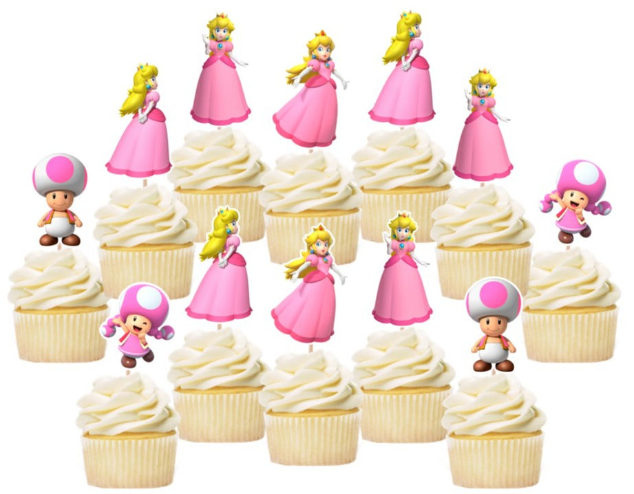 Princess Peach Cupcake Toppers – Party Mania USA