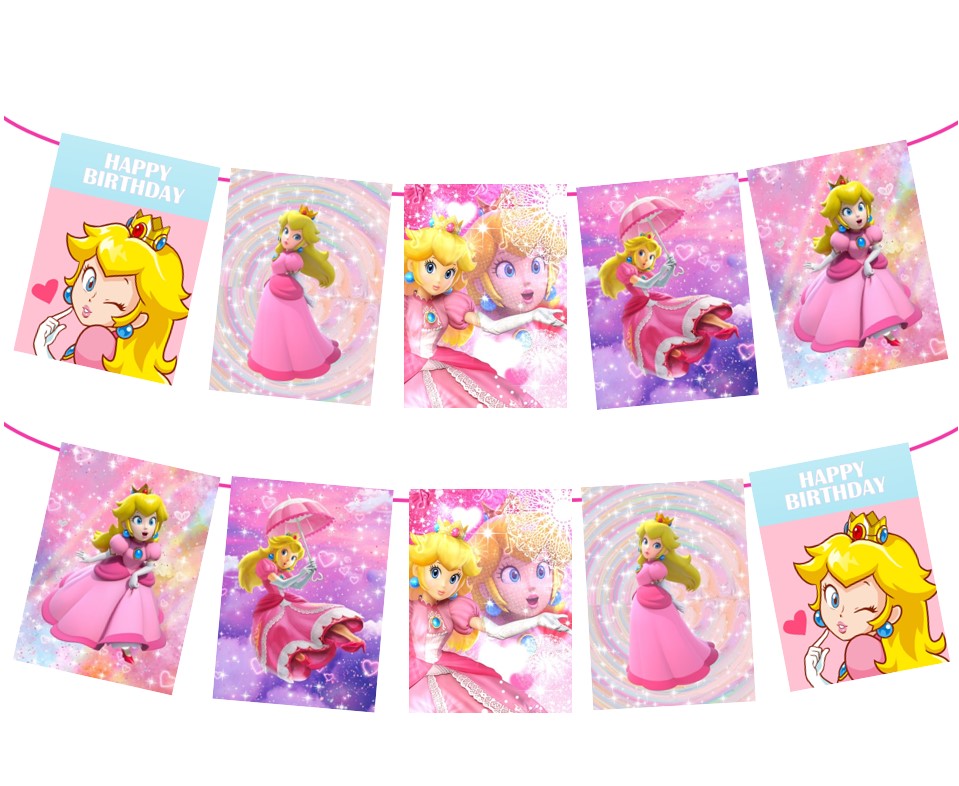 Princess Peach Birthday Party Banner 7ft, Birthday Party Supplies ...