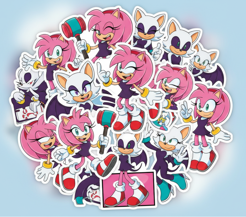 12 Amy Rose and Rouge Random Stickers, Party Favors – Party Mania USA