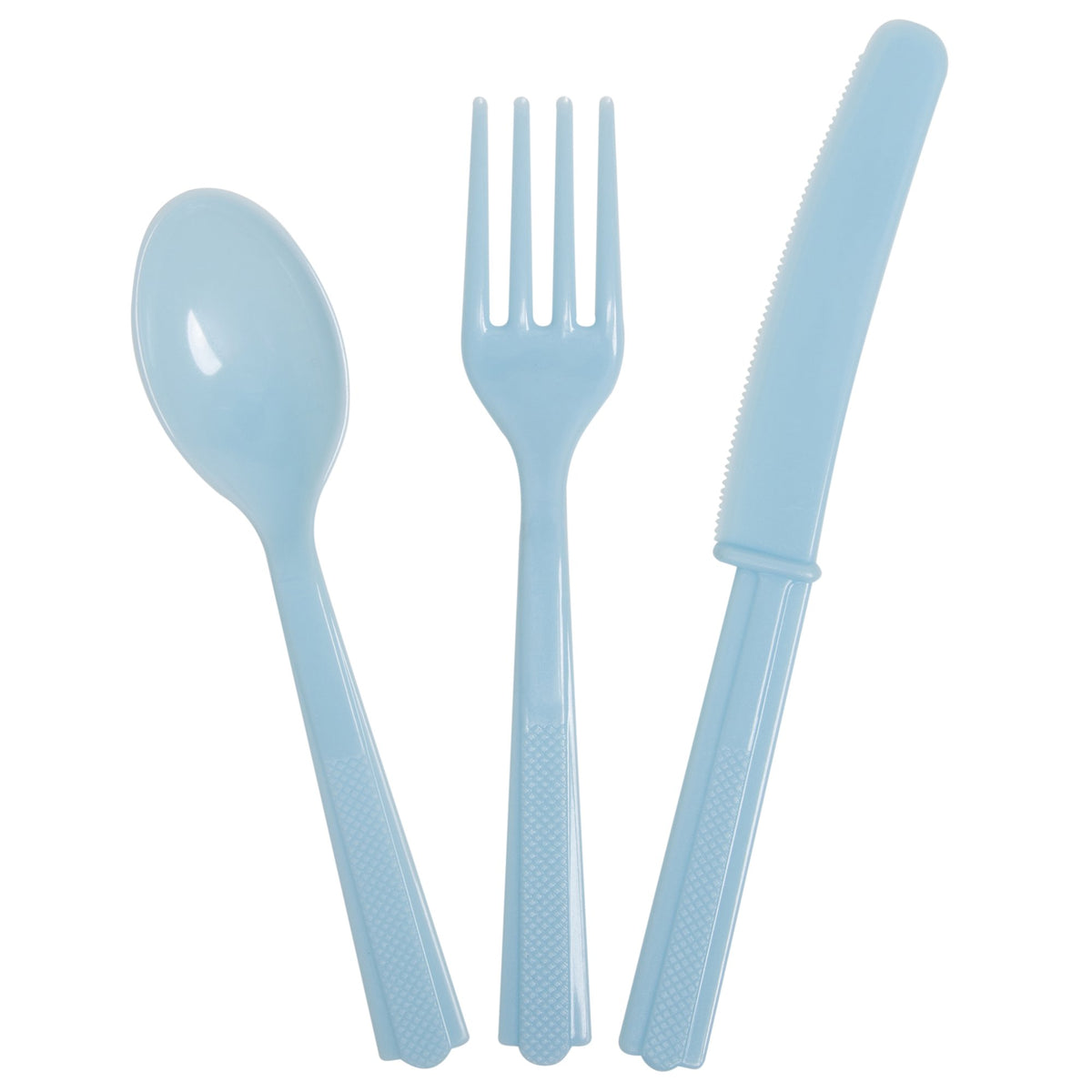 24pc Light Blue Plastic Cutlery, Spoons, Forks and Knives – Party Mania USA