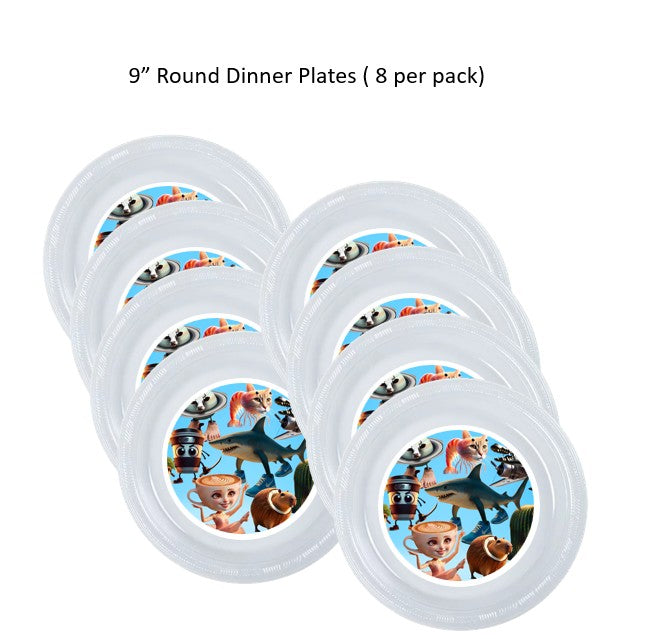 8pk Italian Brainrot Birthday Party Plates, Disposable Clear Plastic ...