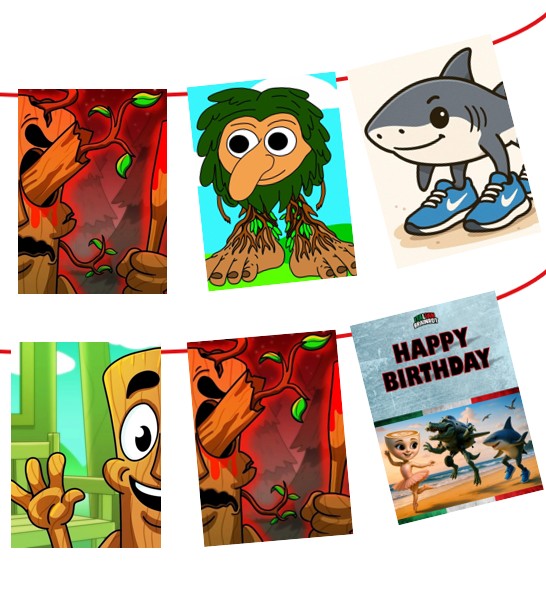 Italian Brainrot Happy Birthday Party Banner 7ft, Party Supplies and D ...