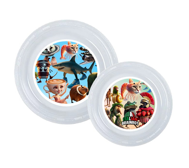 8pk Italian Brainrot Birthday Party Plates, Disposable Clear Plastic ...