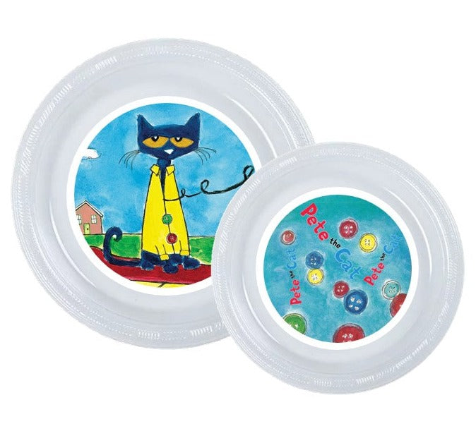 8pk Pete the Cat Birthday Party Plates, Disposable Clear Plastic, Avai ...