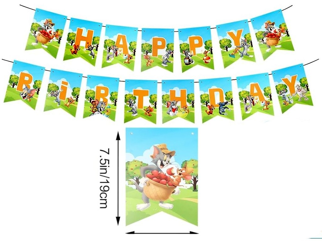 Tom and Jerry 10ft Happy Birthday Banner – Party Mania USA