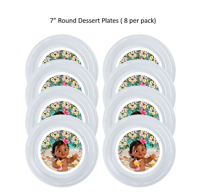 8pk Baby Moana Clear Plastic Disposable Party Plates, Choose Size ...