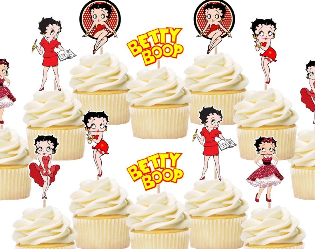 Betty Boop Cupcake Toppers, 12-48pc Made in the USA – Party Mania USA