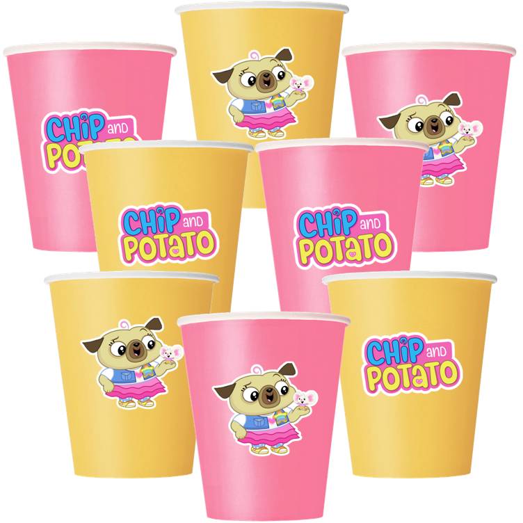 8pc Chip and Potato Party Paper Cups – Party Mania USA