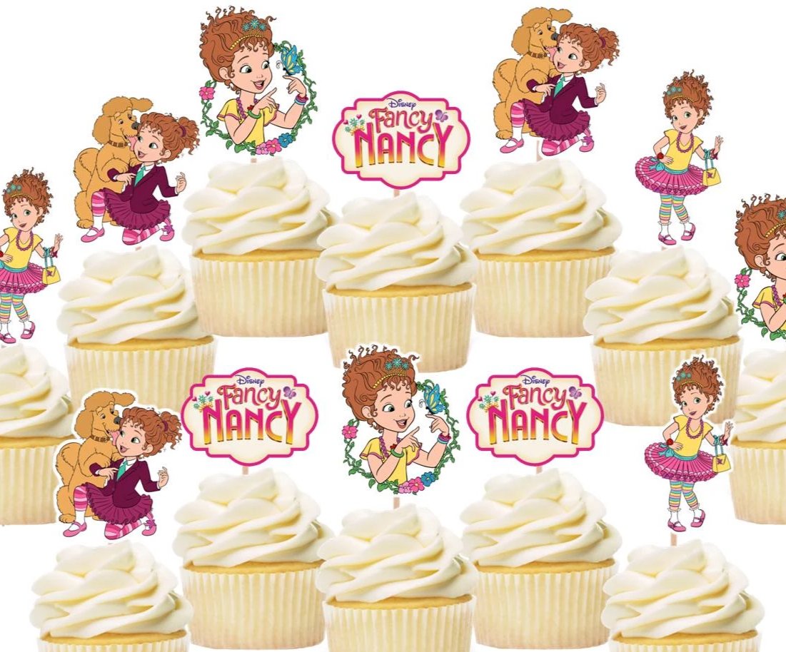 Fancy Nancy Cupcake Toppers, 12-48pc Made in the USA – Party Mania USA