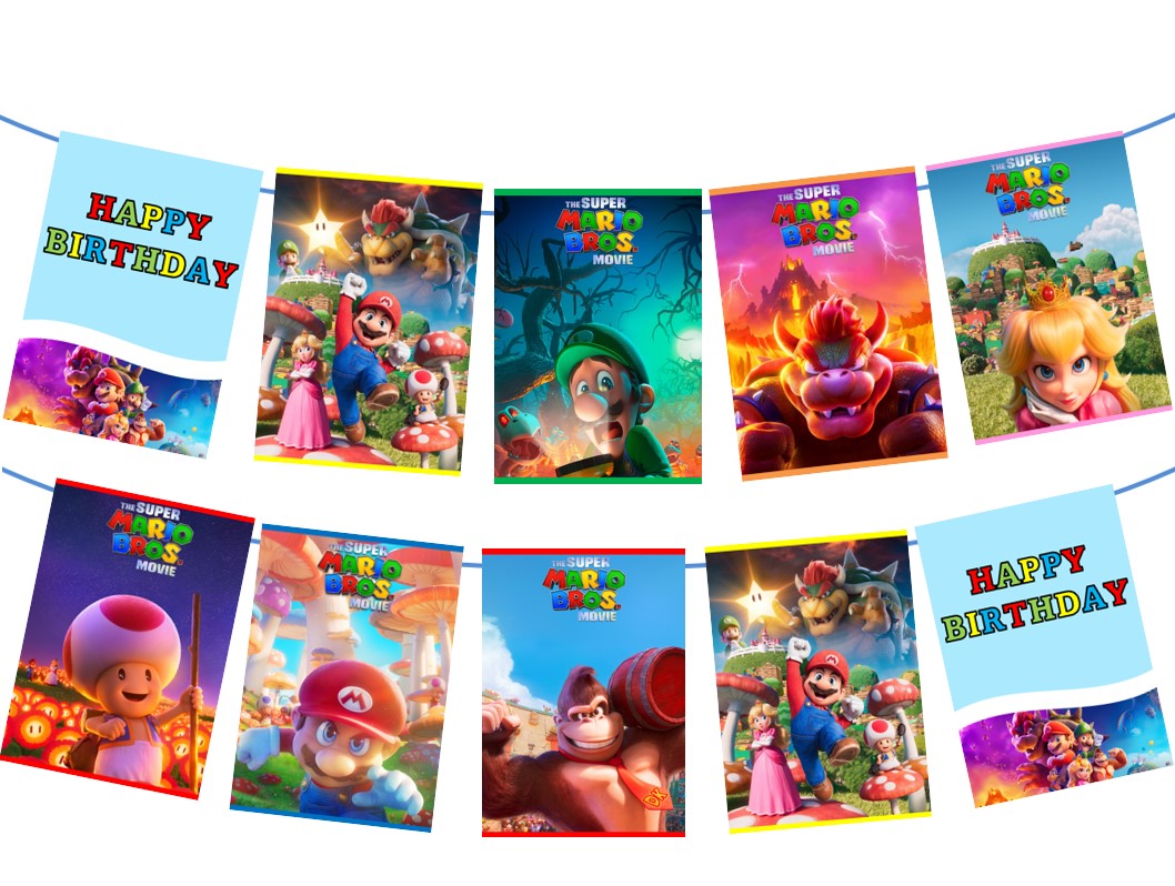 Super Mario Birthday Banner