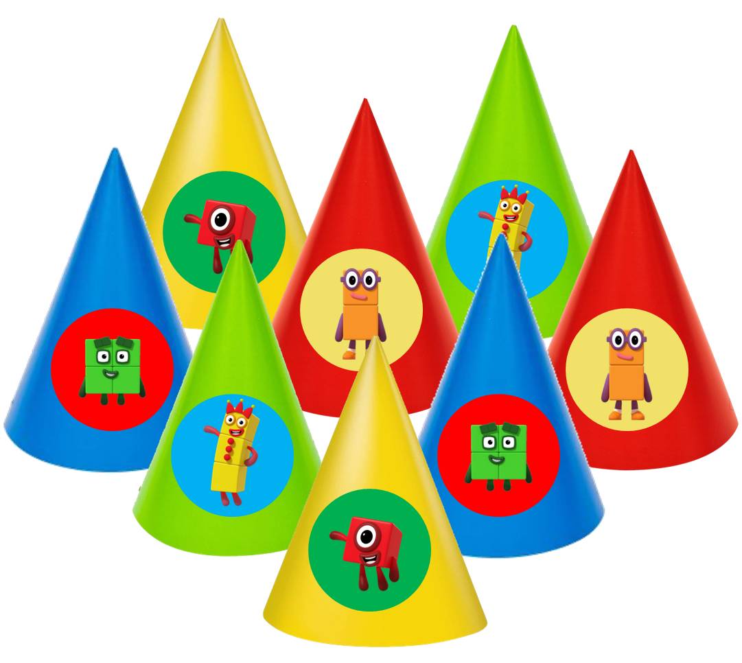 Numberblocks Birthday Party Hats, 8ct – Party Mania USA