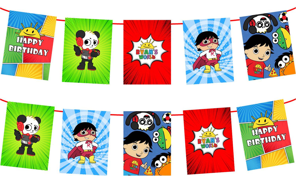 Ryan's World Happy Birthday Banner, 7ft long – Party Mania USA