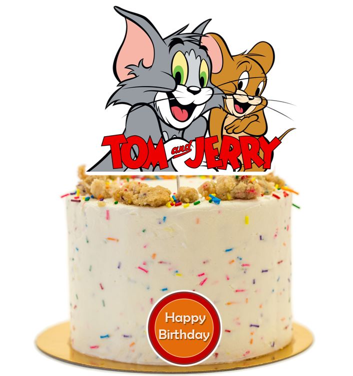 Tom And Jerry Cake Topper Svg Tom & Jery Happy Birthday Cake Topper Tom ...